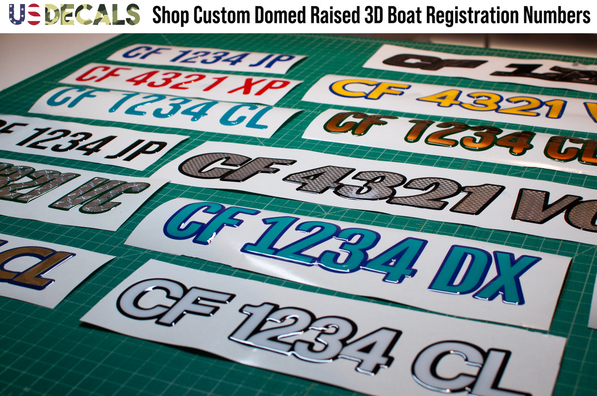 Shop Custom Raised Domed 3D Boat Registration Numbers & Letters – US Decals