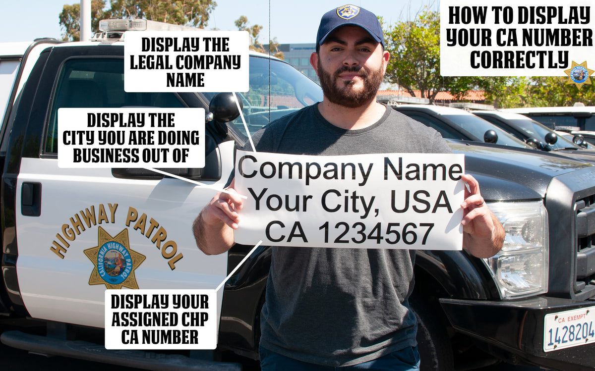 Example Of A CHP CA USDOT Number Complaint Truck Regulation Decal Stic ...