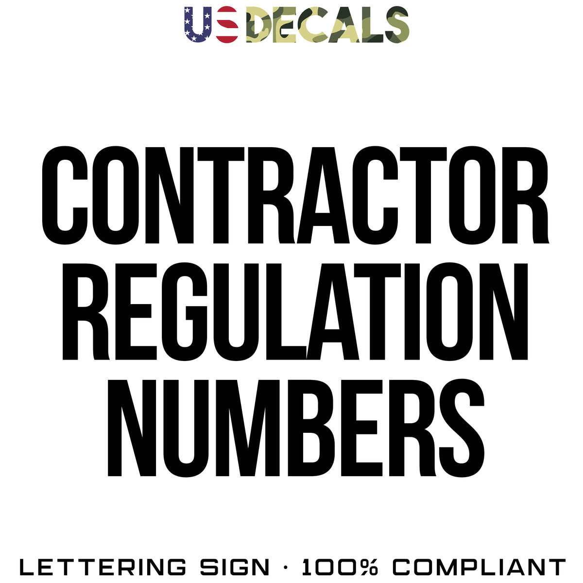 Contractor Regulation Numbers – US Decals