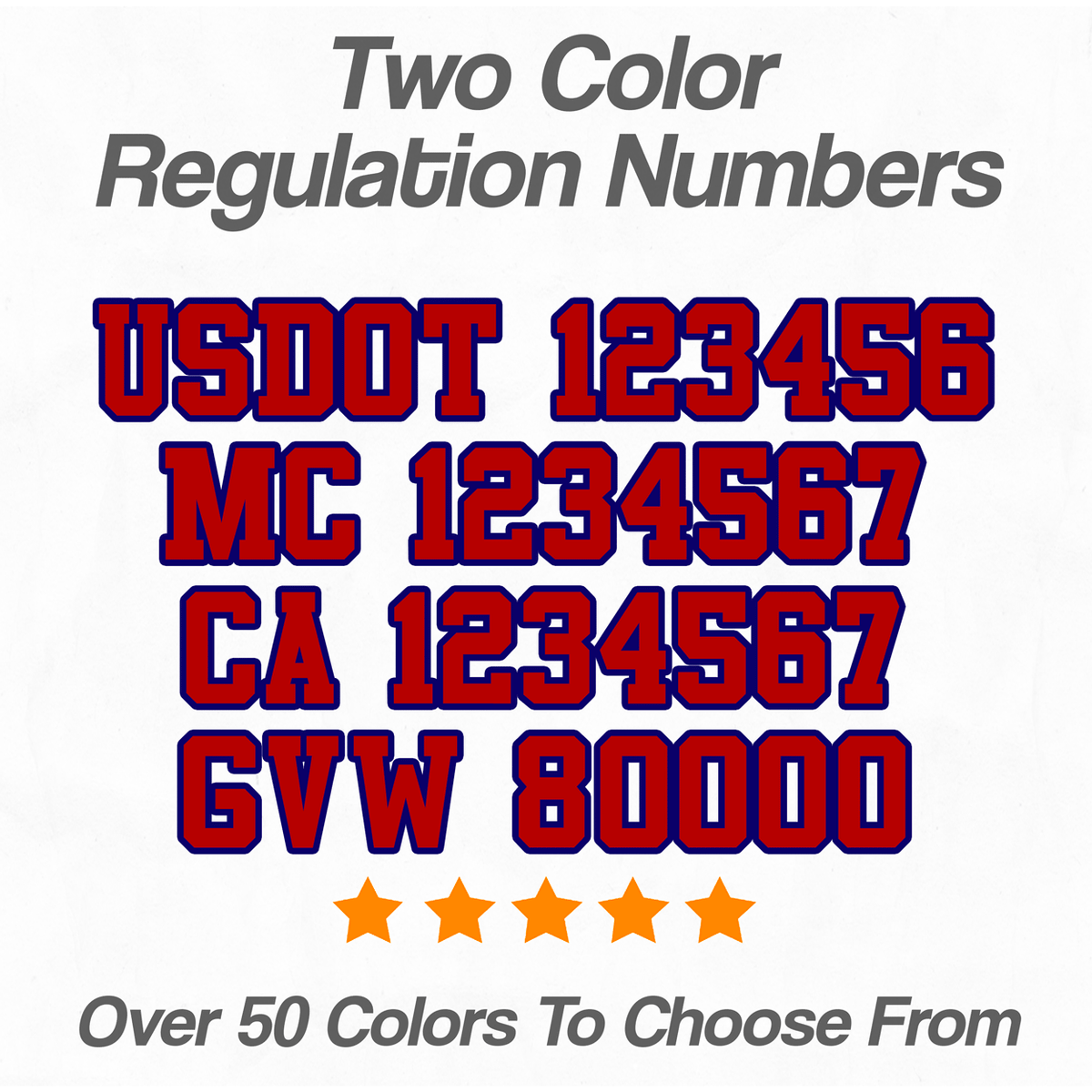 Two Color Regulation Number Decals – US Decals