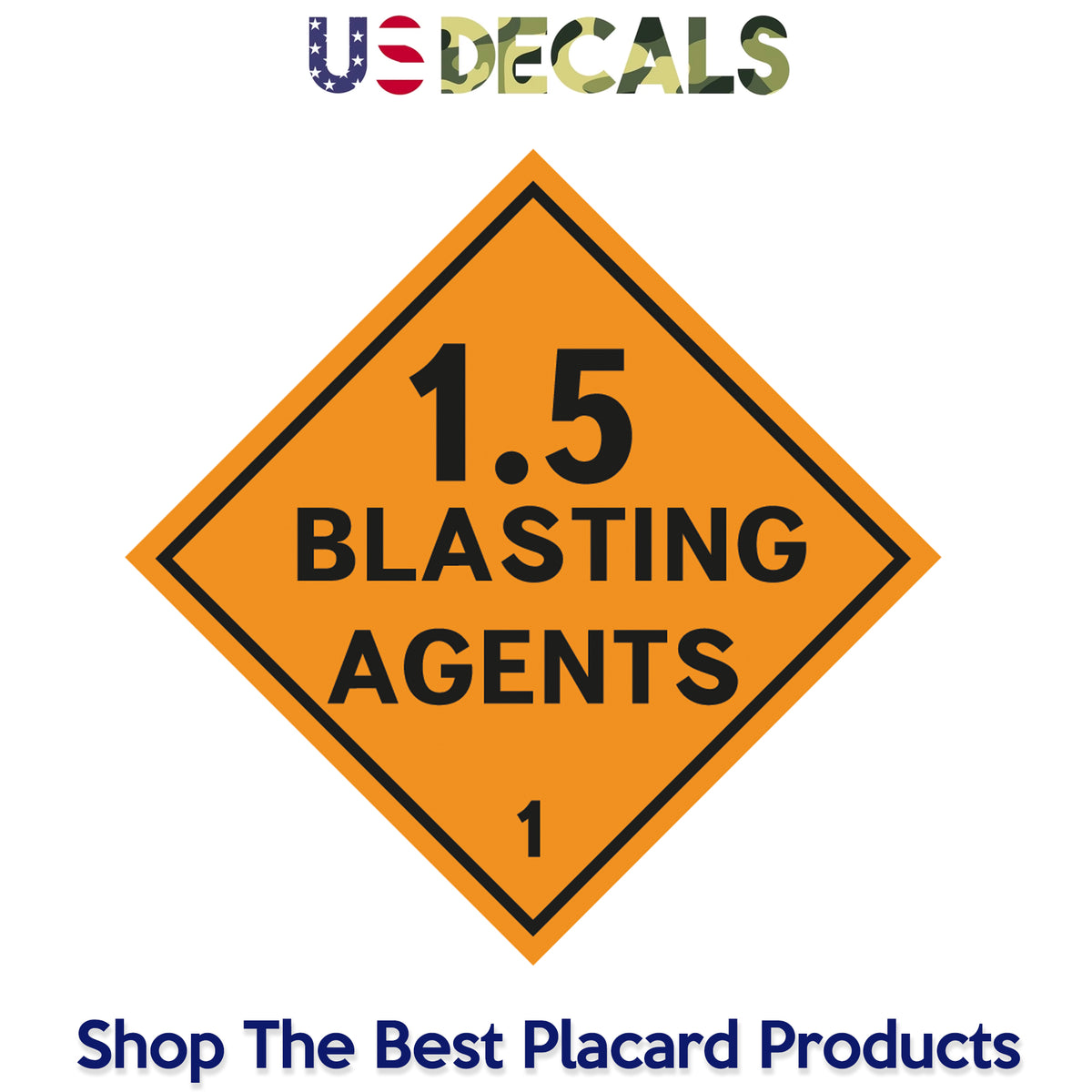 Hazard Class 1: Explosive 1.5 Blasting Agents Placard Sign – US Decals