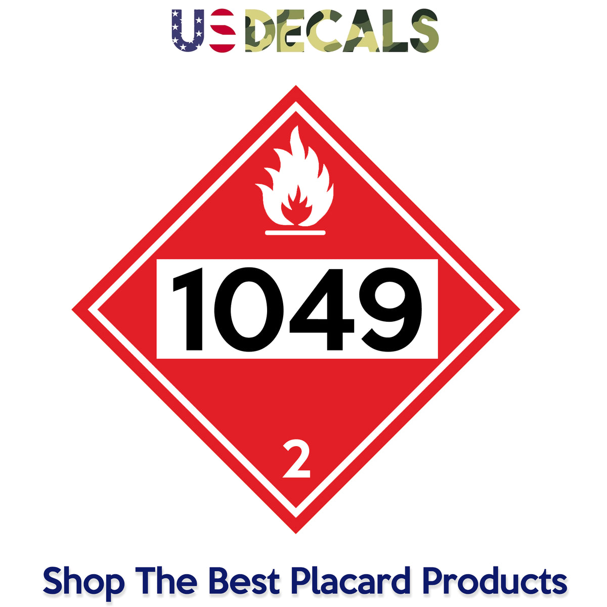 Hazard Class 2: Flammable Gas UN # 1049 Placard Sign – US Decals