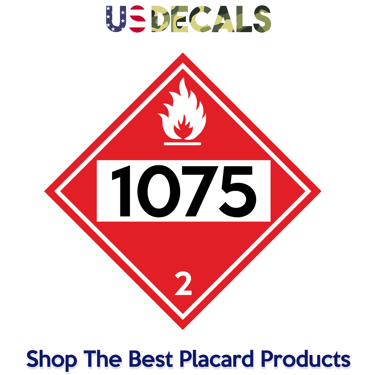 Hazard Class 2: Flammable Gas UN # 1075 Placard Sign – US Decals