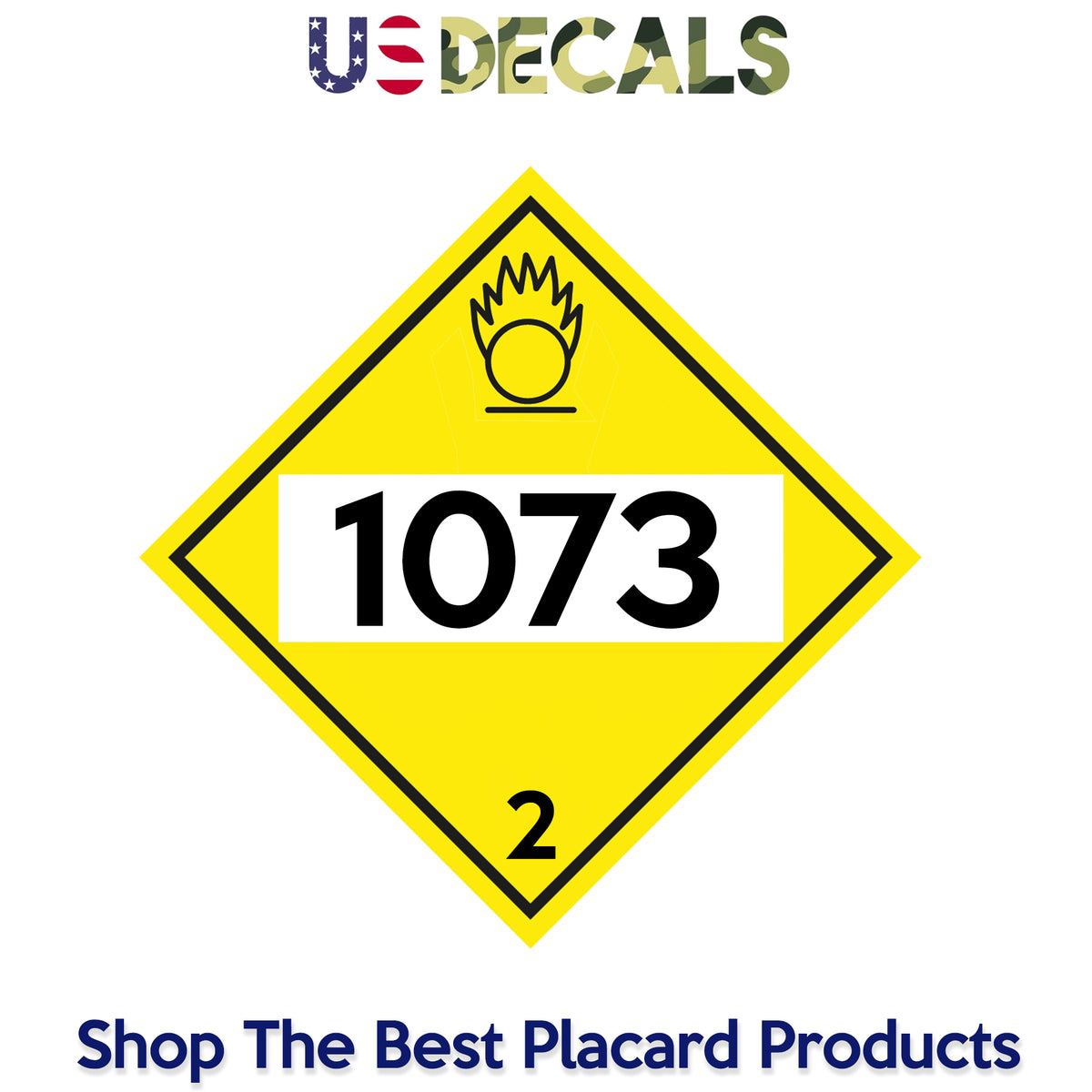 Hazard Class 2: Oxygen UN # 1073 Placard Sign – US Decals