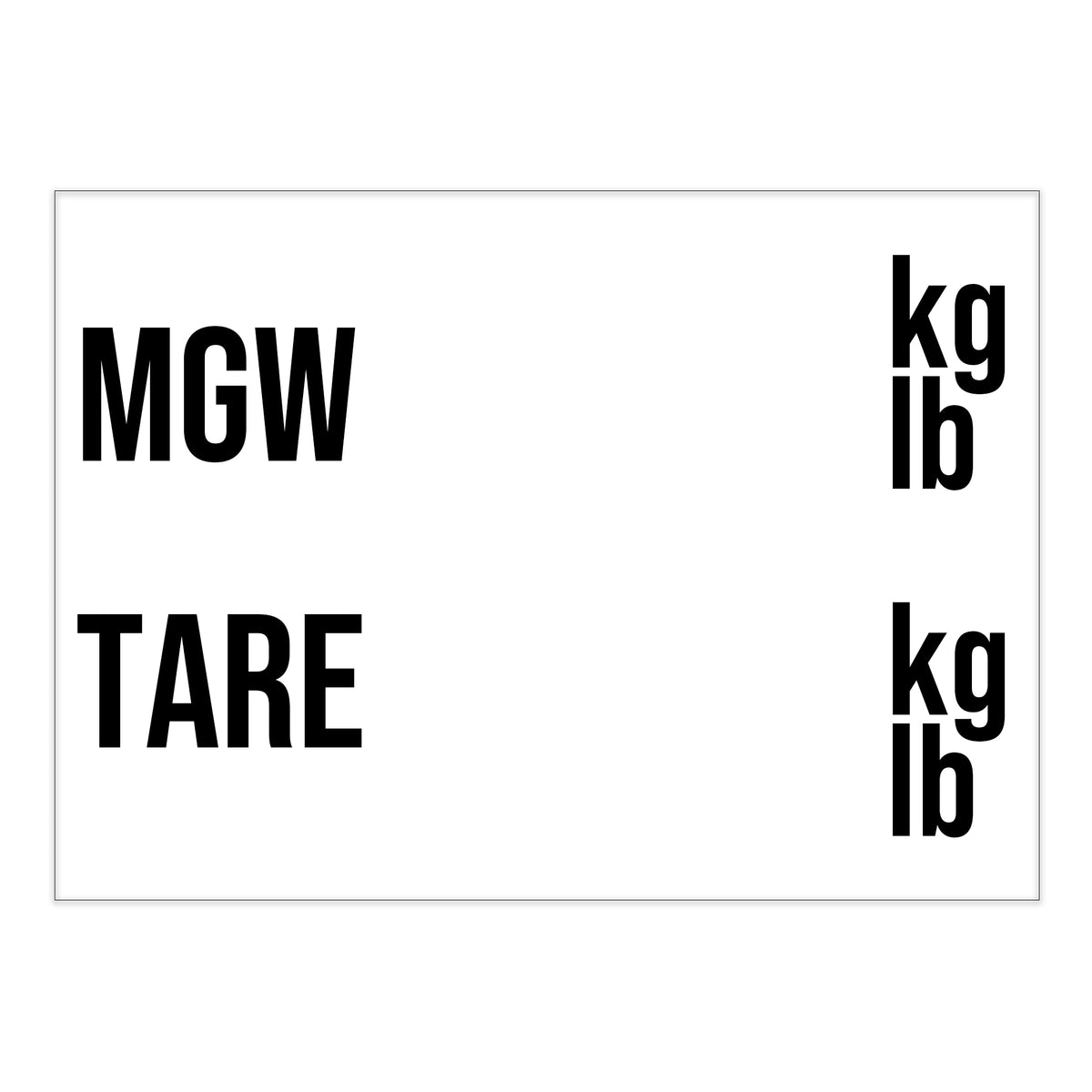 ISO Tank Weight (MGW & TARE) Decal Sticker Label Sign – US Decals