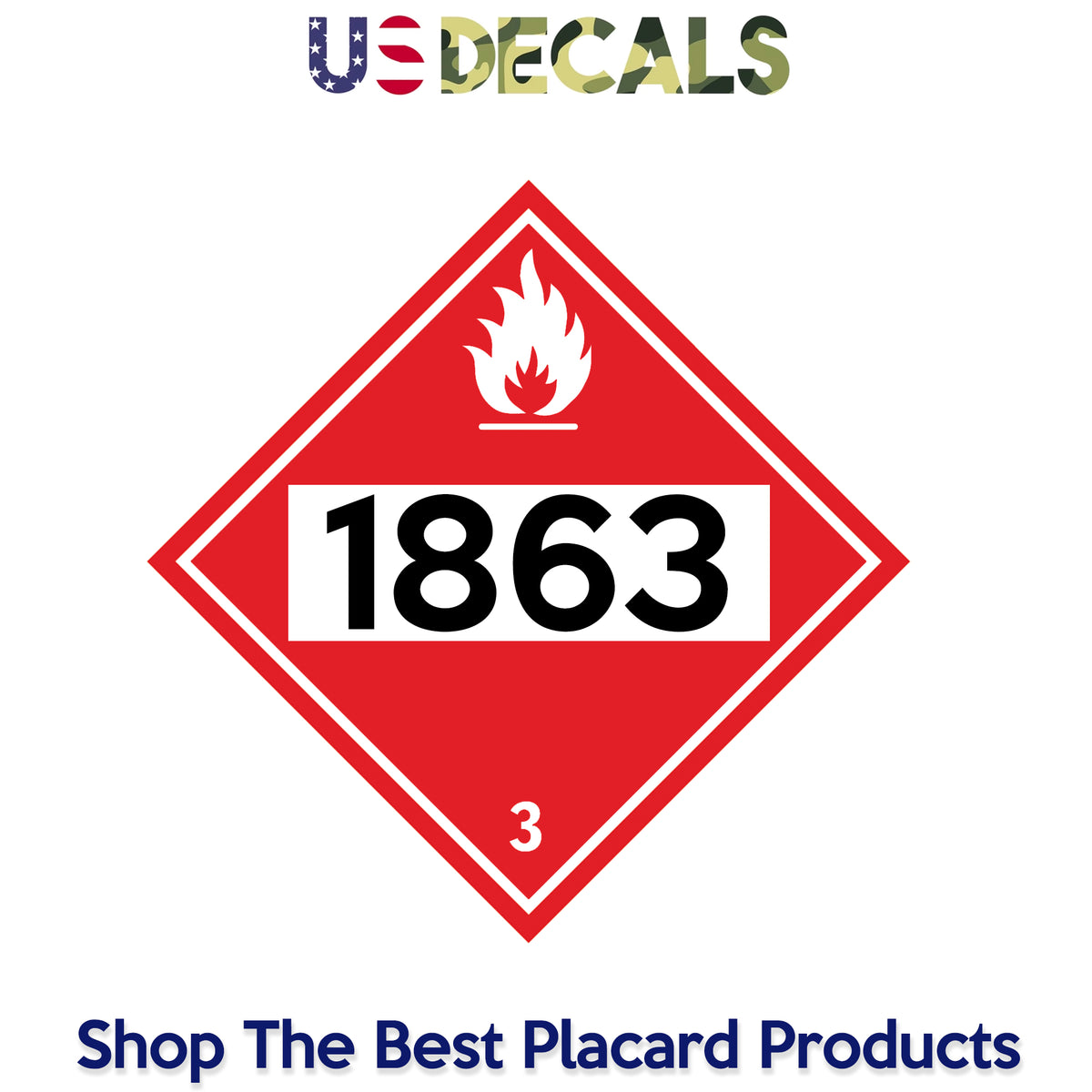 Hazard Class 3: Flammable UN # 1863 Placard Sign – US Decals
