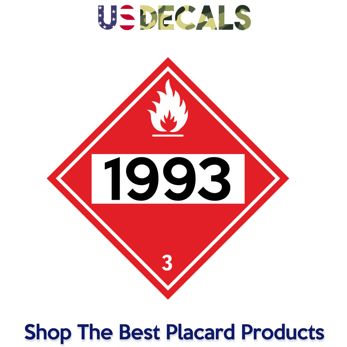 Hazard Class 3: Flammable UN # 1993 Placard Sign – US Decals
