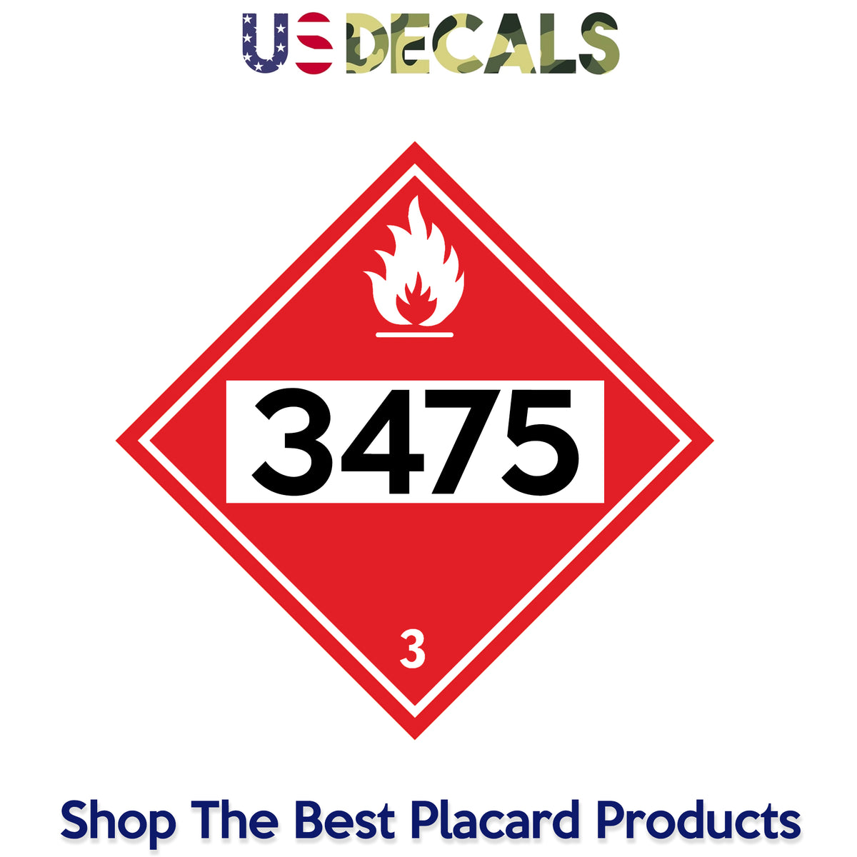 Hazard Class 3: Flammable UN # 3475 Placard Sign – US Decals