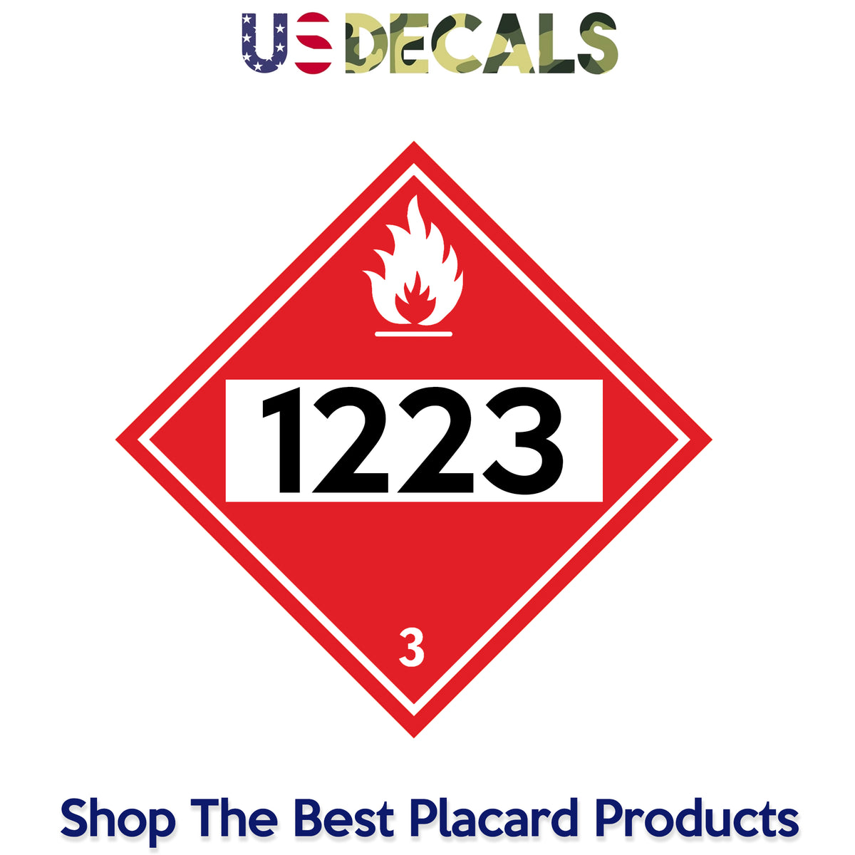 Hazard Class 3: Flammable UN # 1223 Placard Sign – US Decals