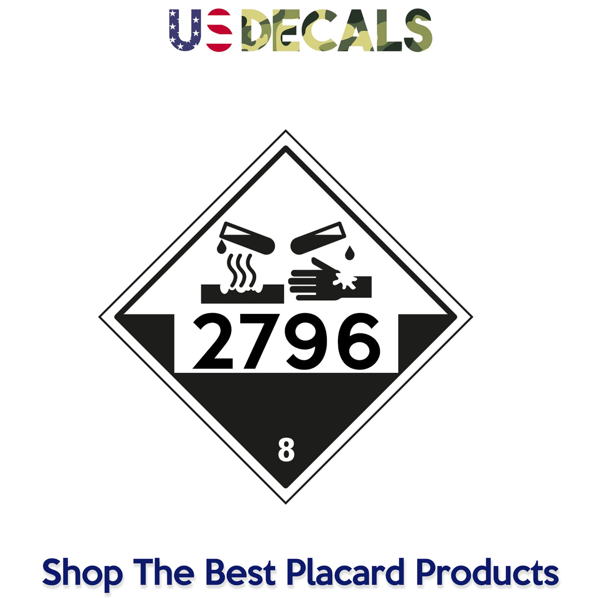 Hazard Class 8: Corrosive UN # 2796 Placard Sign – US Decals
