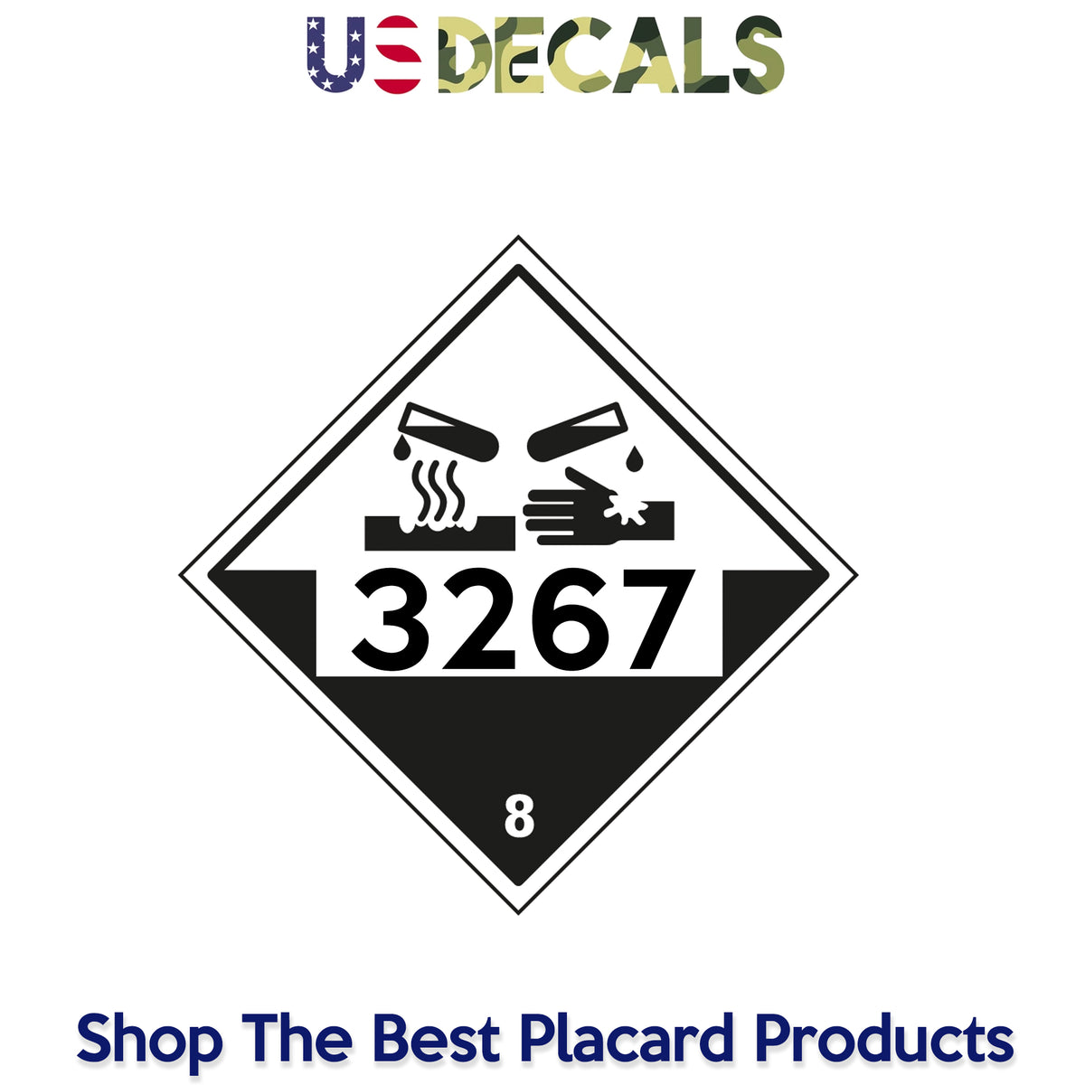 Hazard Class 8: Corrosive UN # 3267 Placard Sign – US Decals
