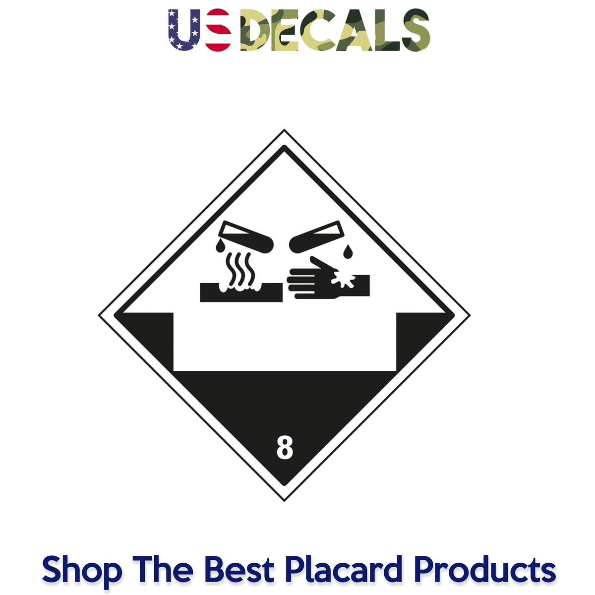 Hazard Class 8: Corrosive Blank Placard Sign – US Decals
