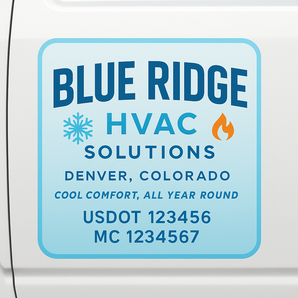 HVAC Heating & Cooling Business Truck Door Decal Lettering Sticker Sig ...