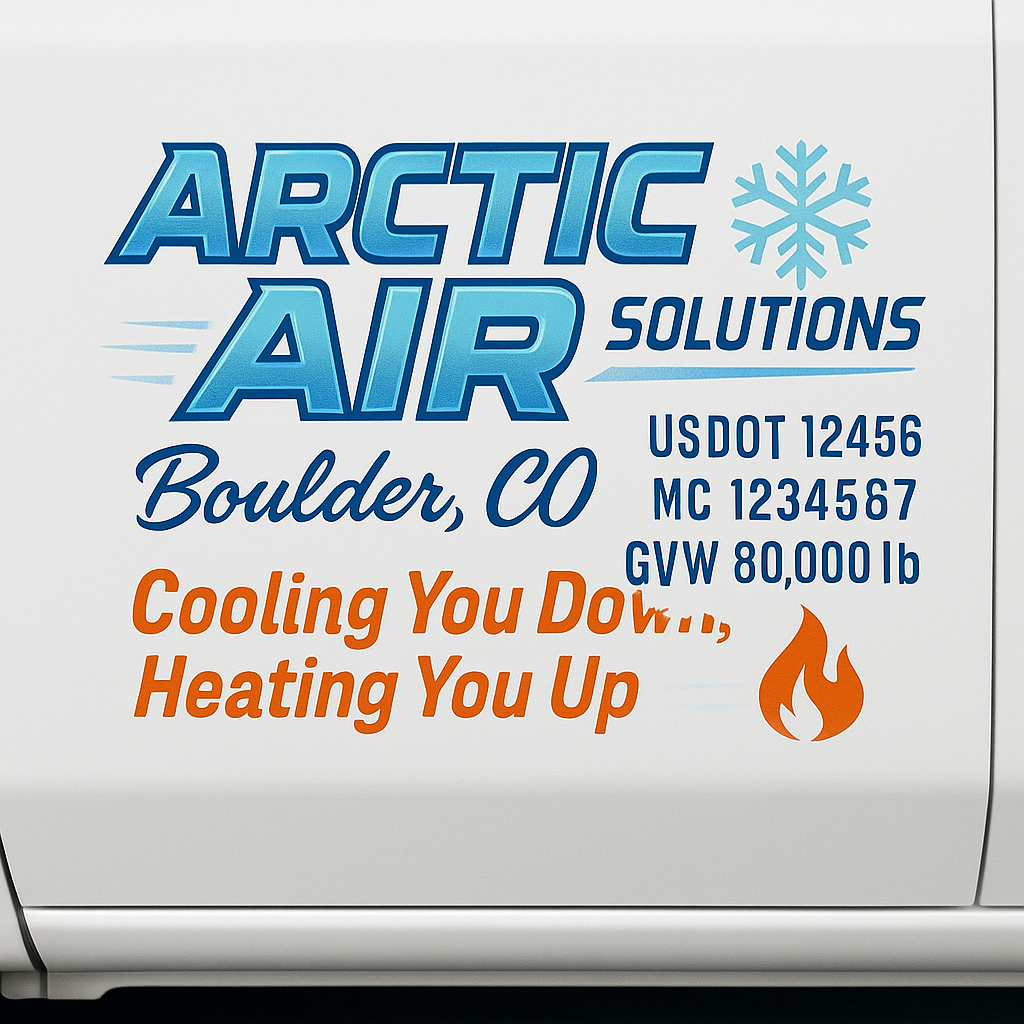 HVAC Heating & Cooling Business Truck Door Decal Lettering Sticker Sig ...