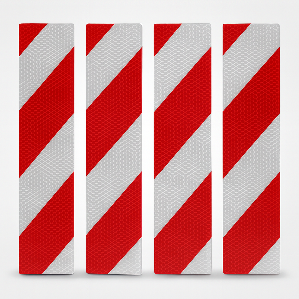 DOT Red & White Diagonal Reflective Strips | Reflective Tape Strips Wa ...
