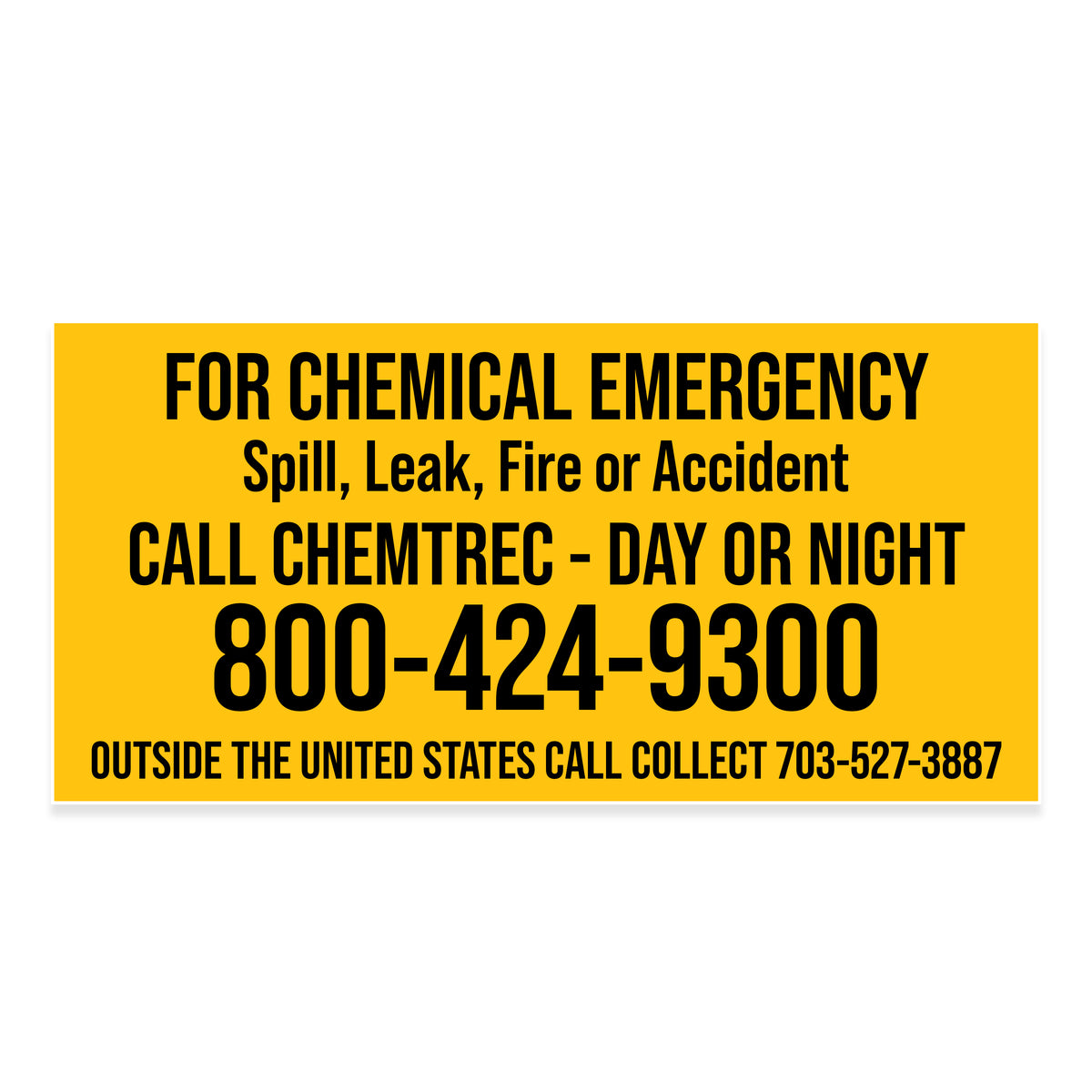 Chemtrec Chemical Emergency Decal Sticker Sign for Tractor Trailers ...