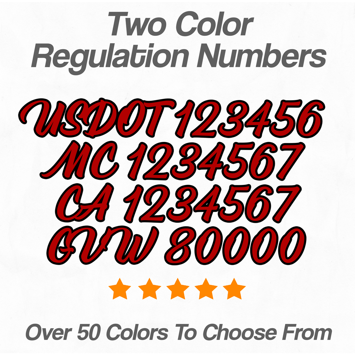 Two Color Four Line Number Decal, (USDOT) 2 Pack – US Decals