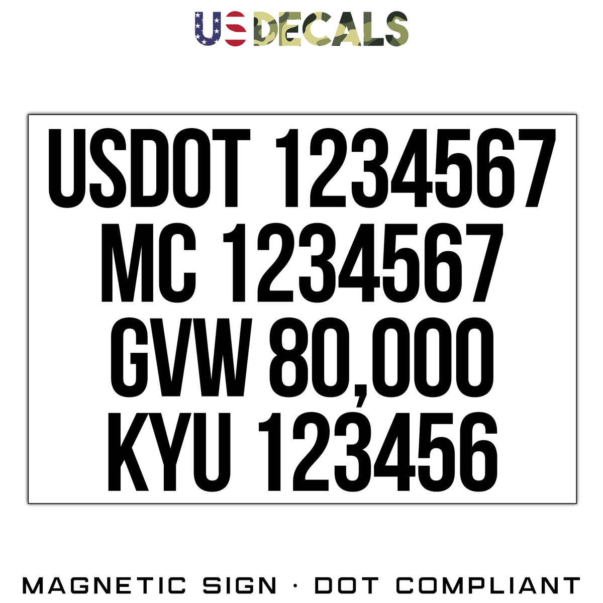 USDOT, MC, GVW & KYU Number Magnetic Sign, 2 Pack – US Decals